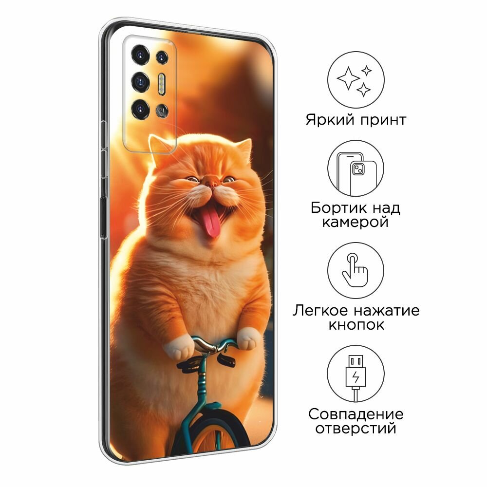Чехол на Tecno Pova 2 / Текно Пова 2 с принтом "Кот на велике" — фото 1