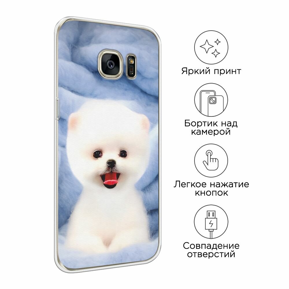 Чехол на Samsung Galaxy S7 / Самсунг Галакси С 7 с принтом "Белый пёсик" — фото 1
