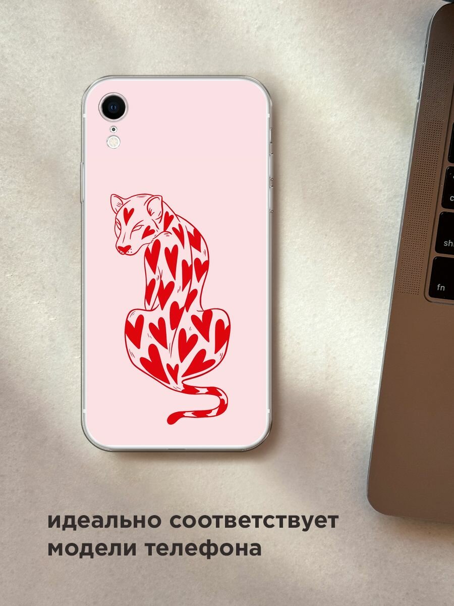 Чехол на Apple iPhone XR / Айфон XR с принтом "Heart panther 1 - 14 февраля" — фото 1