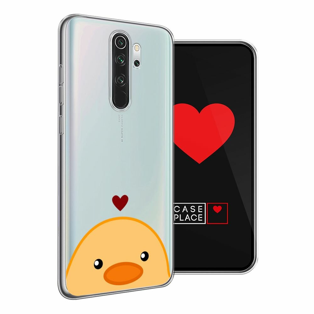 Чехол на Xiaomi Redmi Note 8 Pro / Сяоми Редми Нот 8 Про с принтом "Влюблённая уточка - 14 февраля", прозрачный — фото 1
