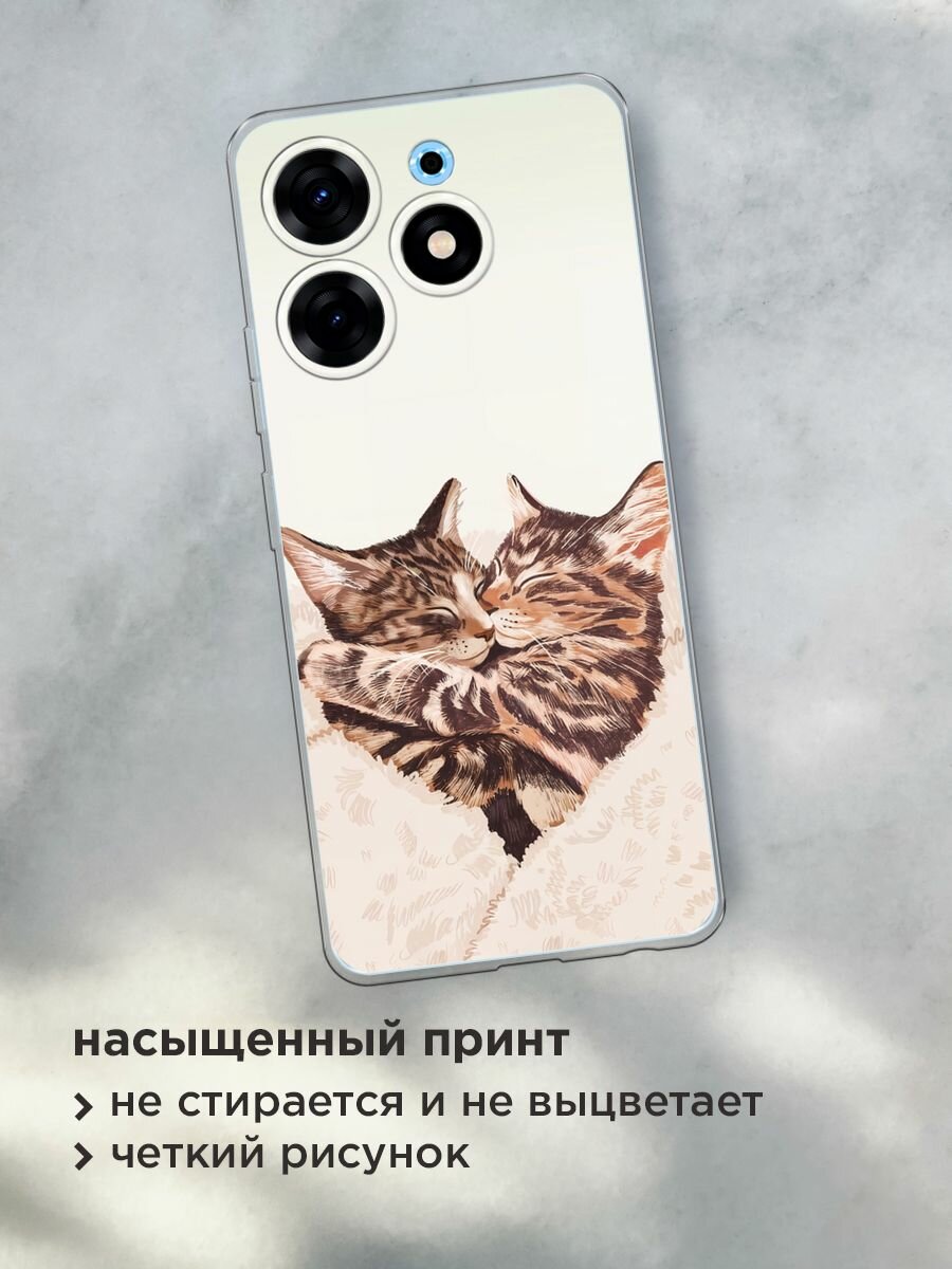 Чехол на Tecno Spark 10 Pro / Текно Спарк 10 Про с принтом "Влюбленные котейки - 14 февраля" — фото 1