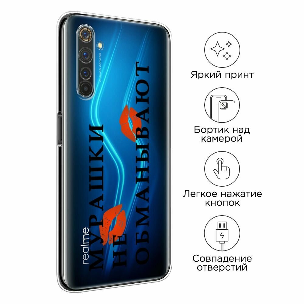 Чехол на Realme 6 Pro / Реалми 6 Про с принтом "Мурашки не обманывают 1 - 14 февраля", прозрачный — фото 1