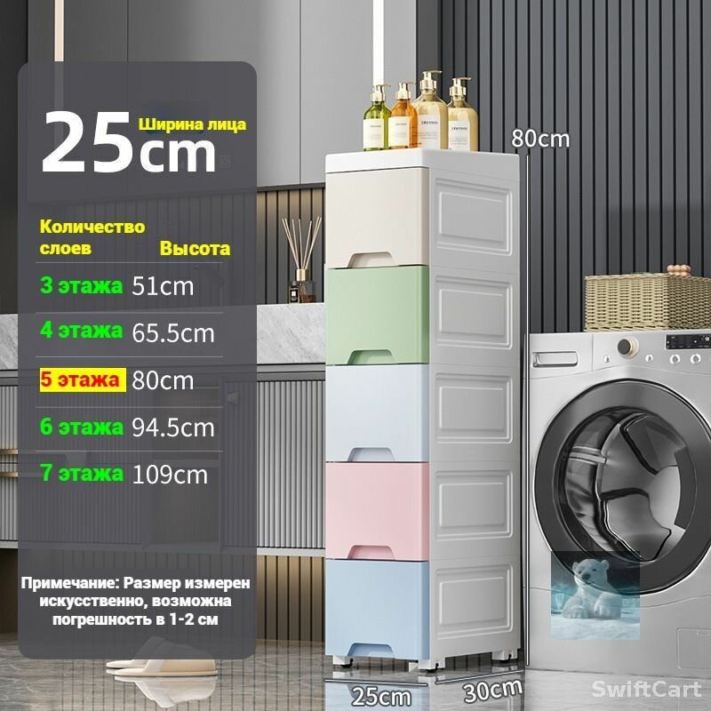 Узкий шкаф из пластика премиум для организации кухонного и ванного пространства