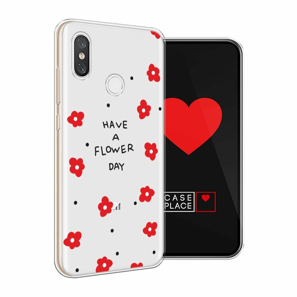 Чехол на Xiaomi Mi 8 / Сяоми Ми 8 с принтом "Have a flower day 2", прозрачный — фото 1