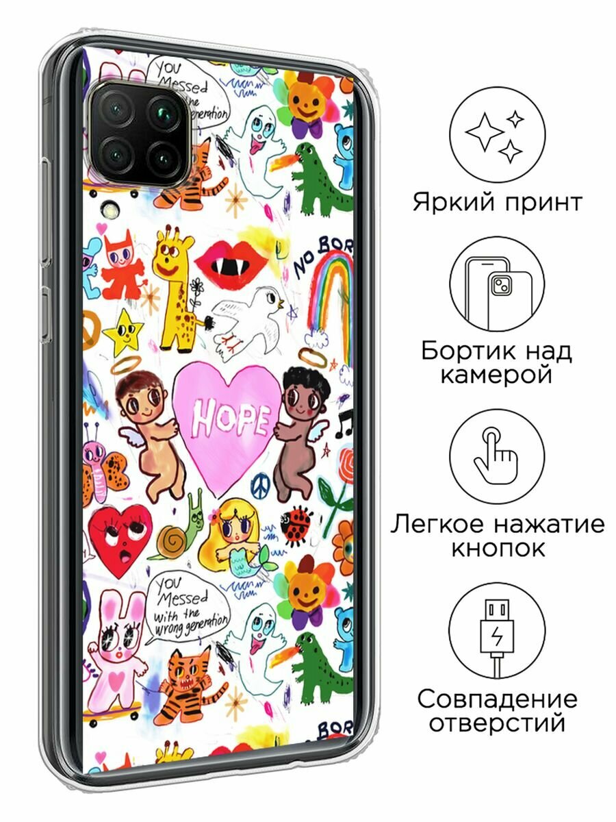 Чехол на Honor 30S Global/Huawei P40 Lite 5G/Nova 7 SE / Хонор 30S с принтом "Милые рисунки" — фото 1
