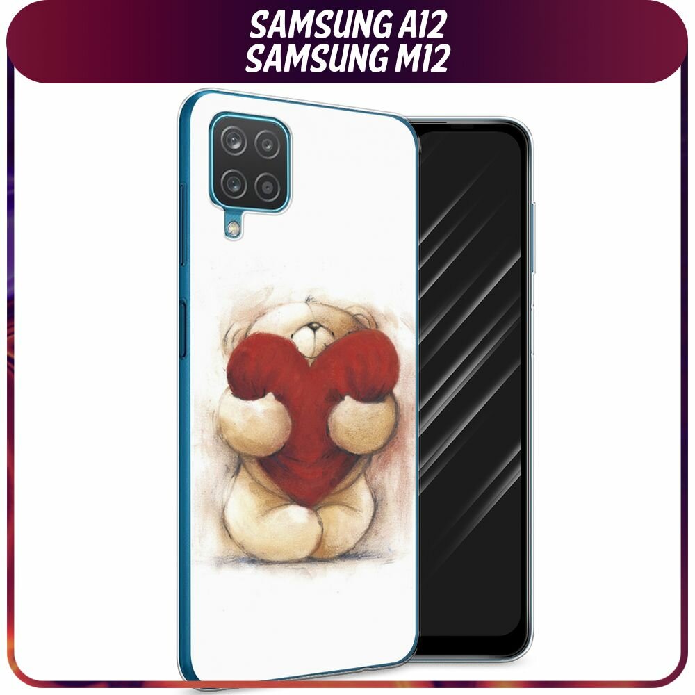 Чехол на Samsung Galaxy A12/M12 / Самсунг Галакси А12/М12 с принтом "Мишка с сердцем 1"
