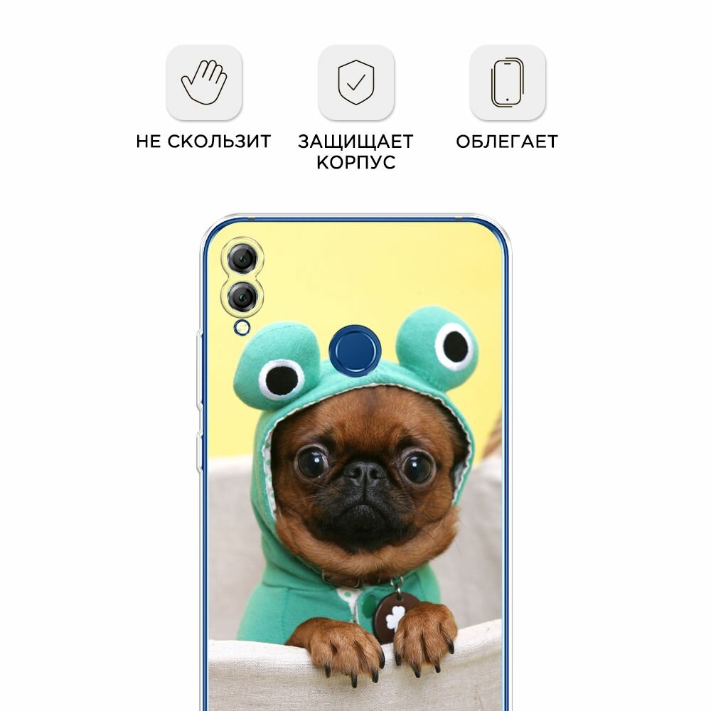 Чехол на Honor 8X / Хонор 8Х с принтом "Собачка в шапке лягушки" — фото 1