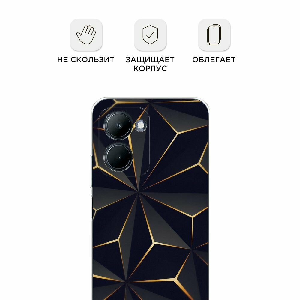 Чехол на Realme C33 / Реалми С33 с принтом "Черные полигоны" — фото 1