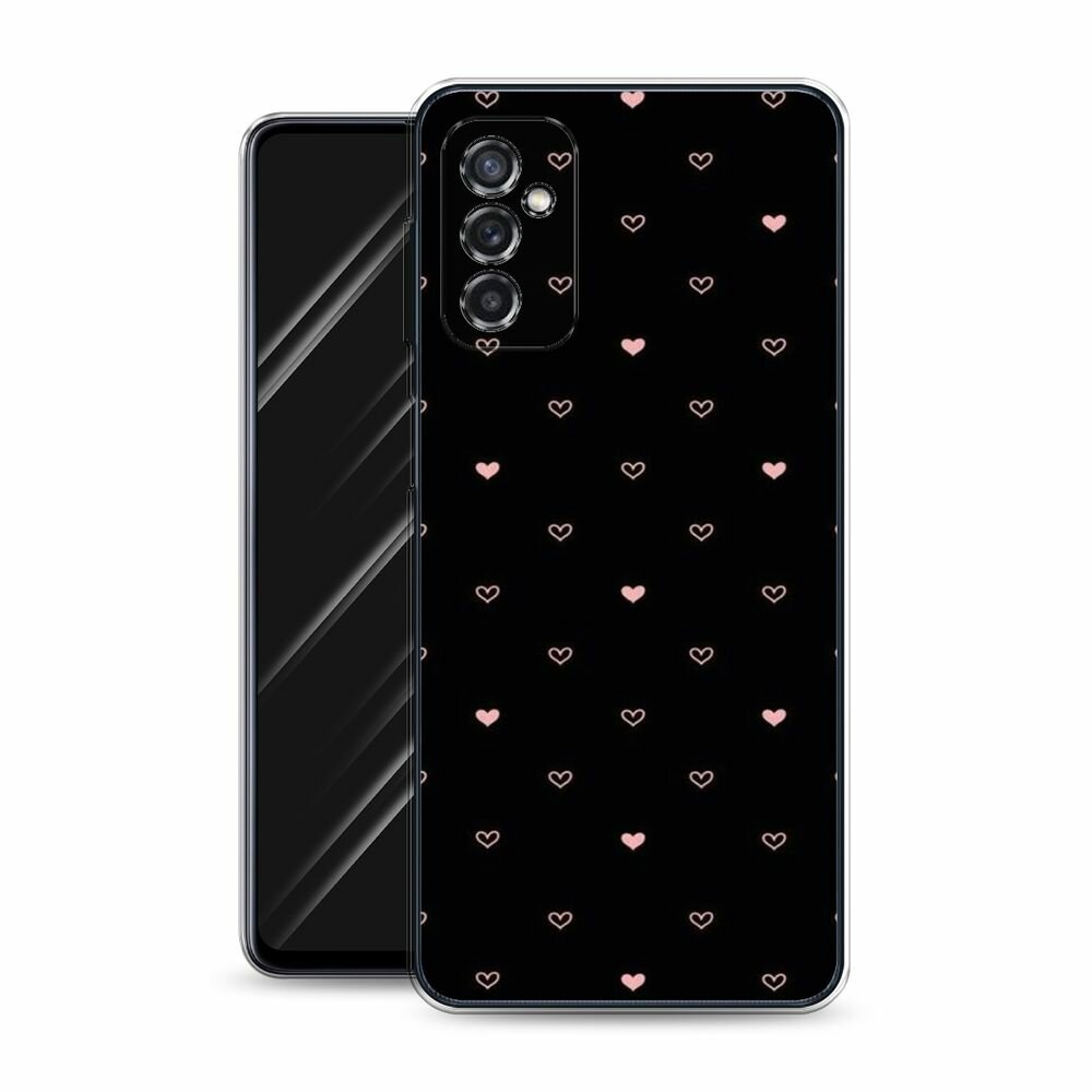 Чехол на Samsung Galaxy M52 / Самсунг Галакси M52 с принтом "Черный фон и сердечки" — фото 1