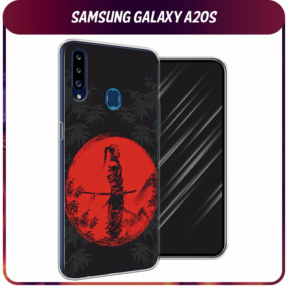 Чехол на Samsung Galaxy A20s / Самсунг Галакси A20s с принтом "Самурай на красном фоне"