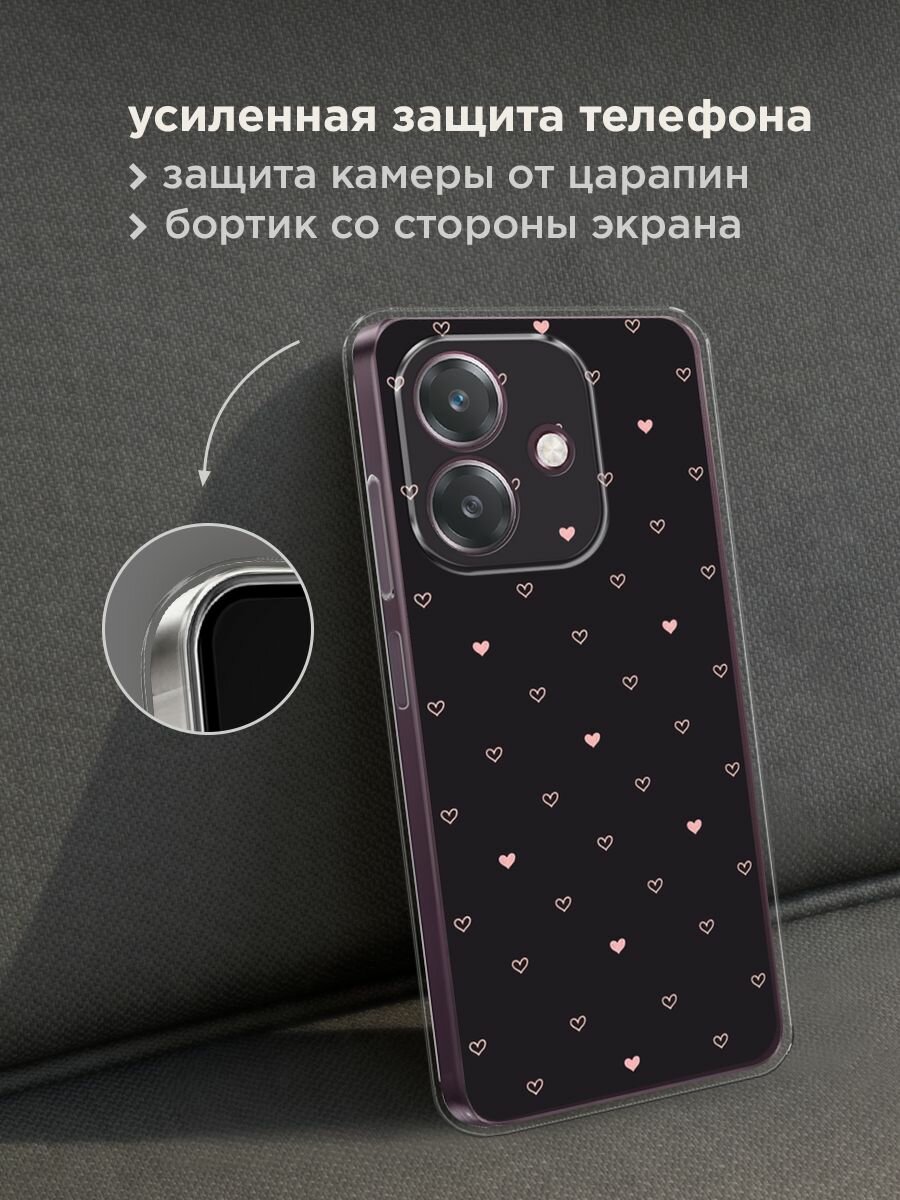 Чехол на Oppo A3/A3x / Оппо А3/A3x с принтом "Черный фон и сердечки" — фото 1