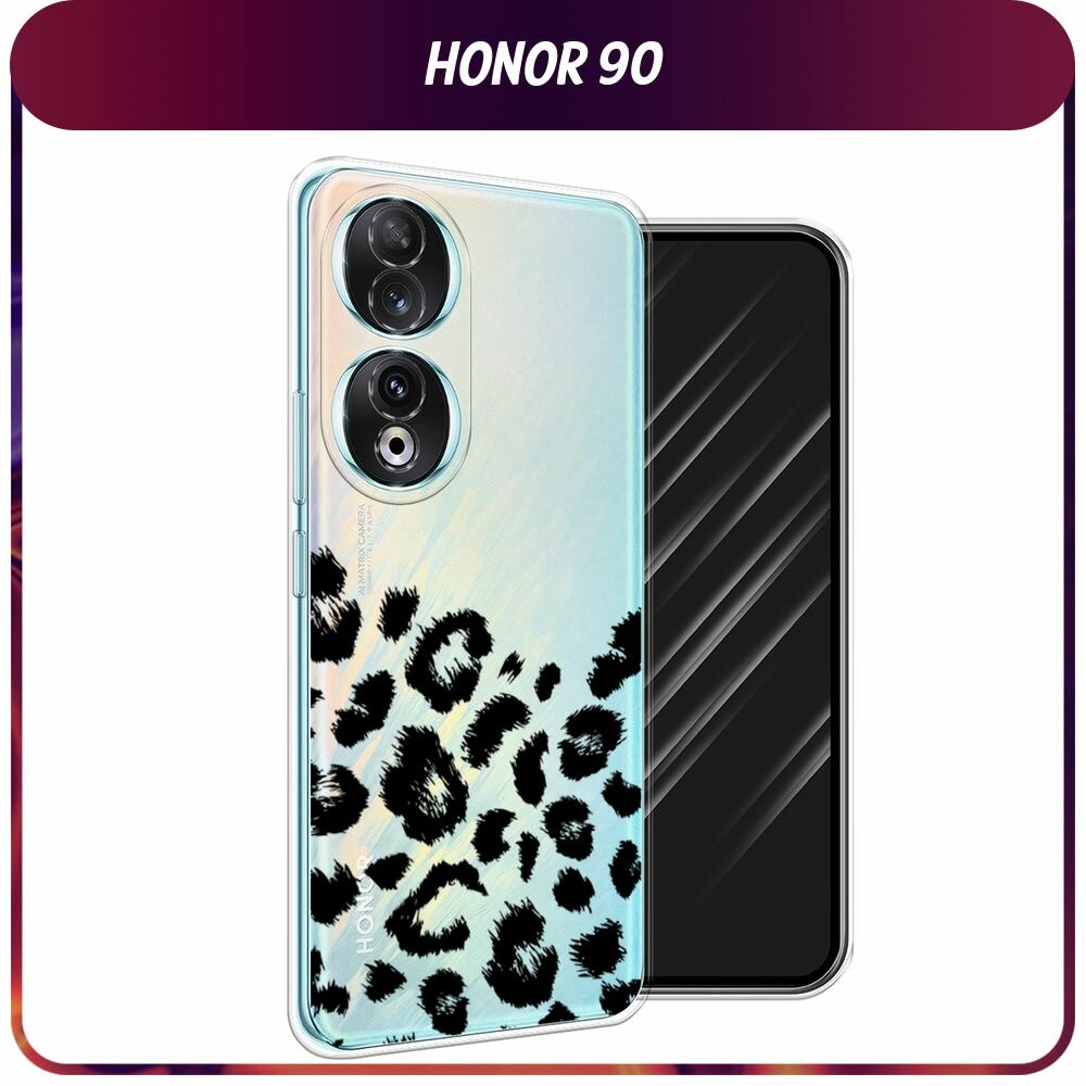 Чехол на Honor 90 / Хонор 90 с принтом "Окрас леопарда фон черный", прозрачный