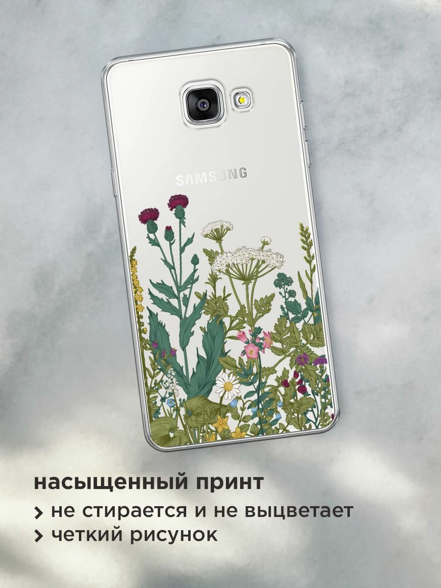 Чехол на Samsung Galaxy A5 2016 / Самсунг Галакси А5 2016 с принтом "Дикие полевые цветы", прозрачный — фото 1