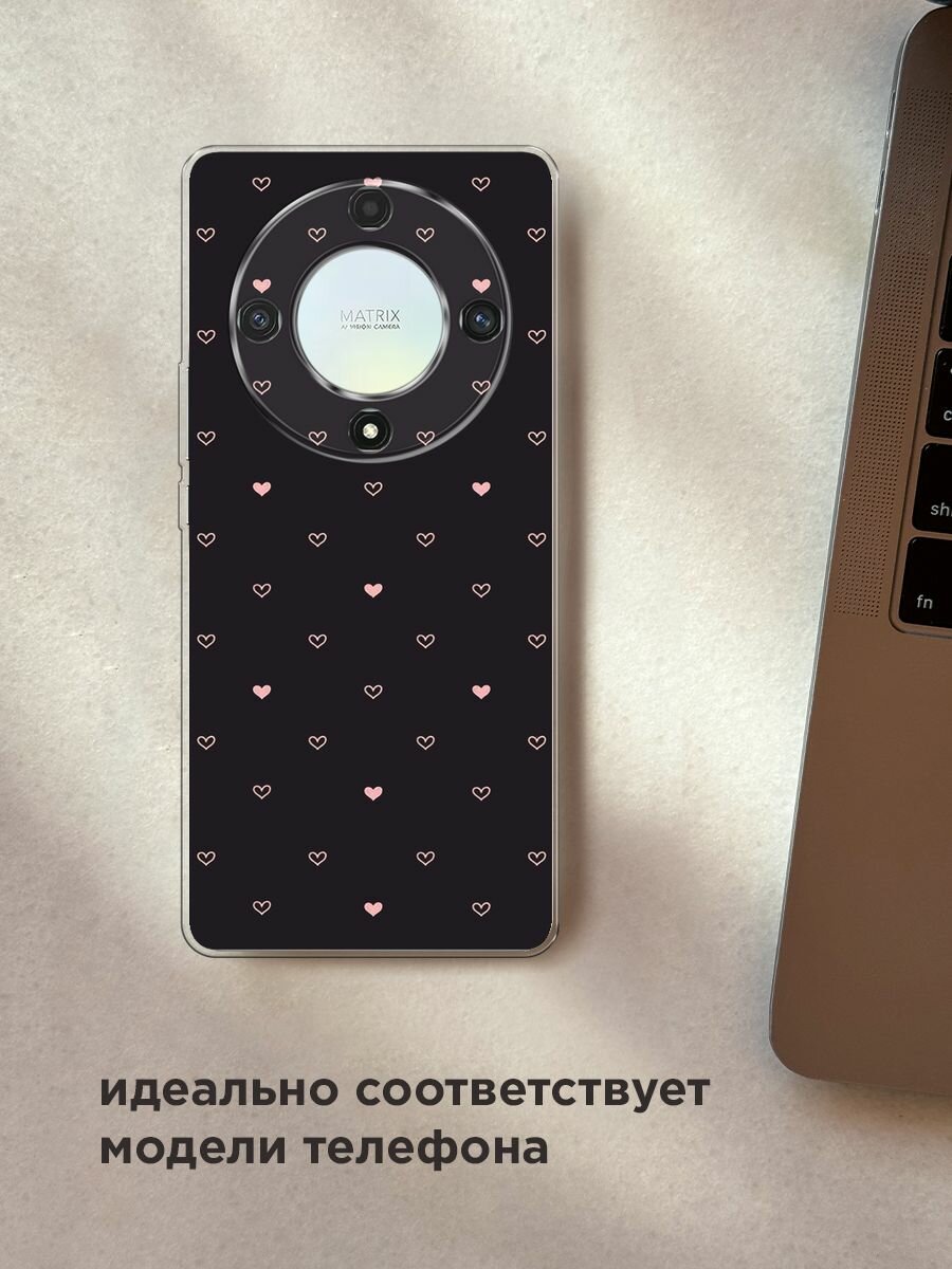 Чехол на Honor X9A / Хонор X9A с принтом "Черный фон и сердечки" — фото 1