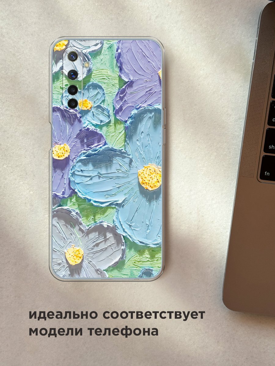 Чехол на Realme 6 / Реалми 6 с принтом "Масляные цветы 2" — фото 1