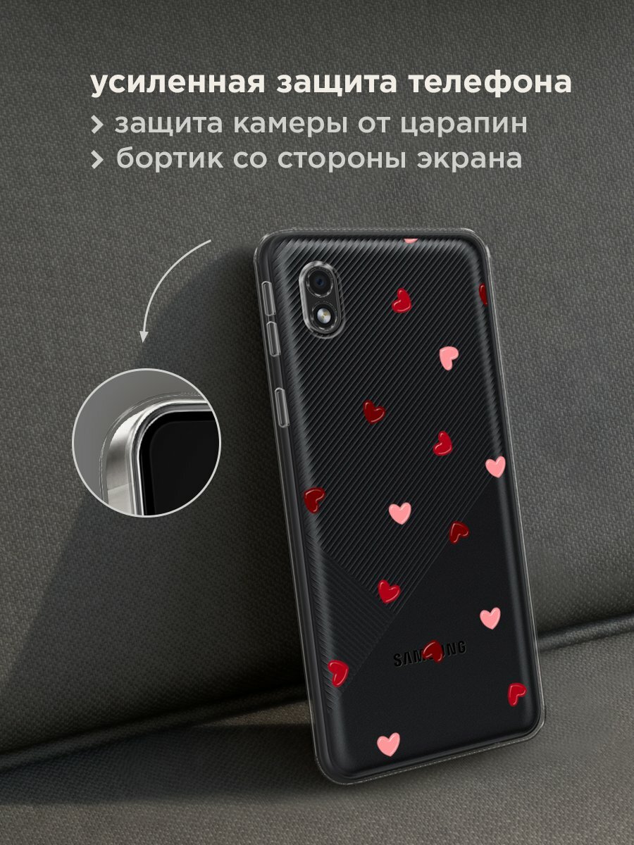 Чехол на Samsung Galaxy A01 Core / Самсунг Галакси А01 Core с принтом "Бордовые сердечки 2" — фото 1
