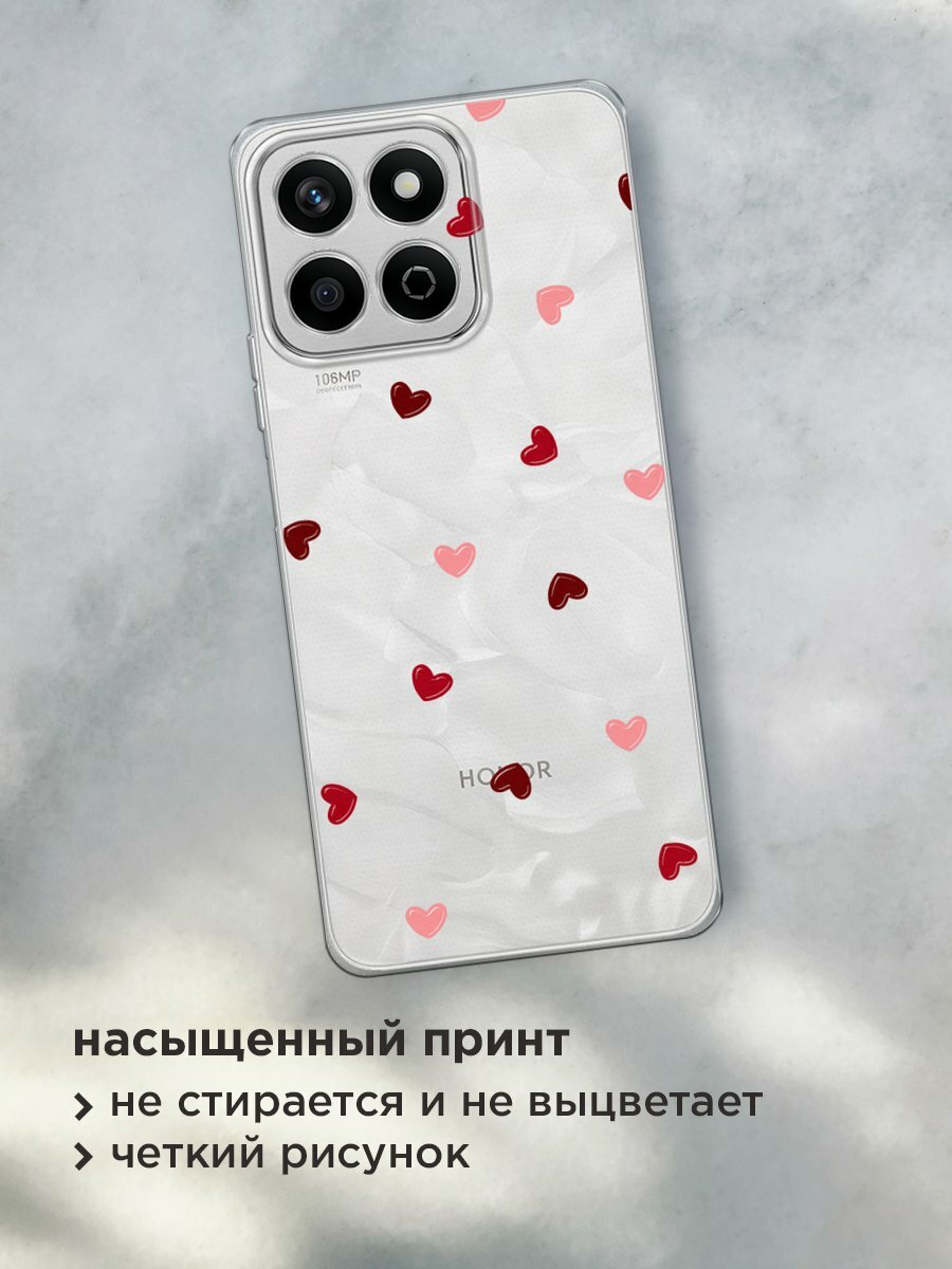 Чехол на Honor X7c / Хонор X7c с принтом "Бордовые сердечки 2" — фото 1