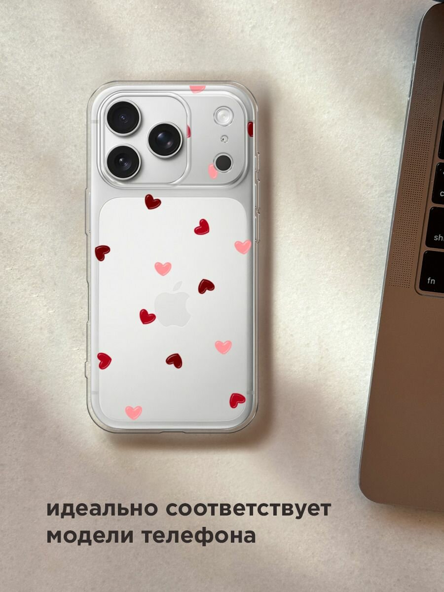 Чехол на Apple iPhone 17 Pro / Айфон 17 Про с принтом "Бордовые сердечки 2" — фото 1