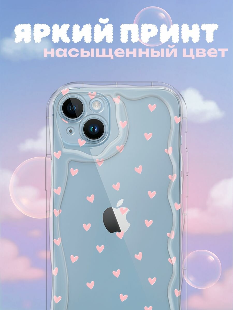 Чехол на Apple iPhone 14 / Айфон 14 с принтом Маленькие нежные сердечки — фото 1