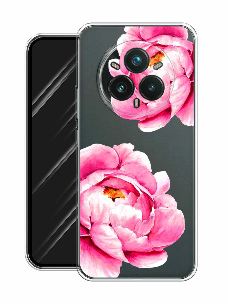Чехол на Realme 14 Pro / Реалми 14 Про с принтом "Open peonies", прозрачный — фото 1