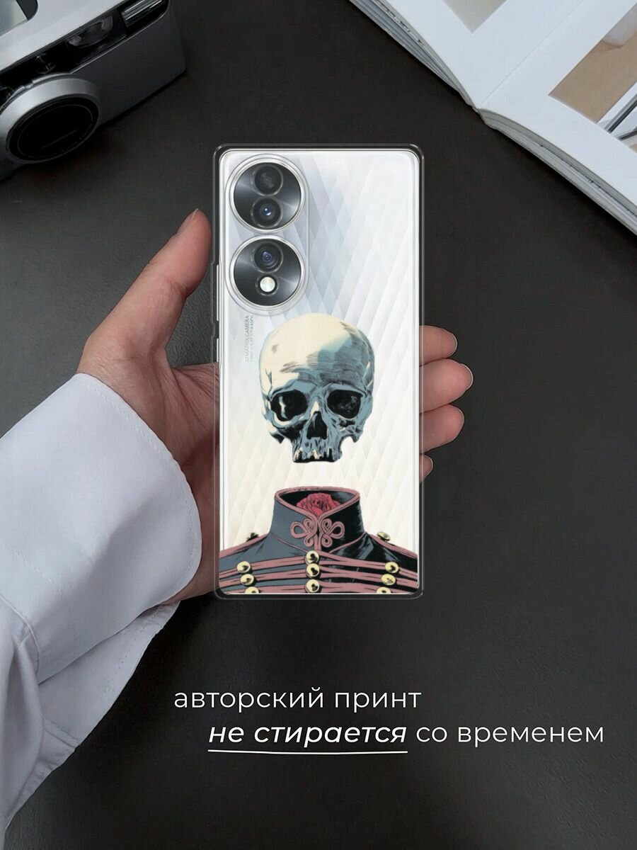 Силиконовый чехол на Honor 70 / Хонор 70 с принтом "Гусар", прозрачный — фото 1