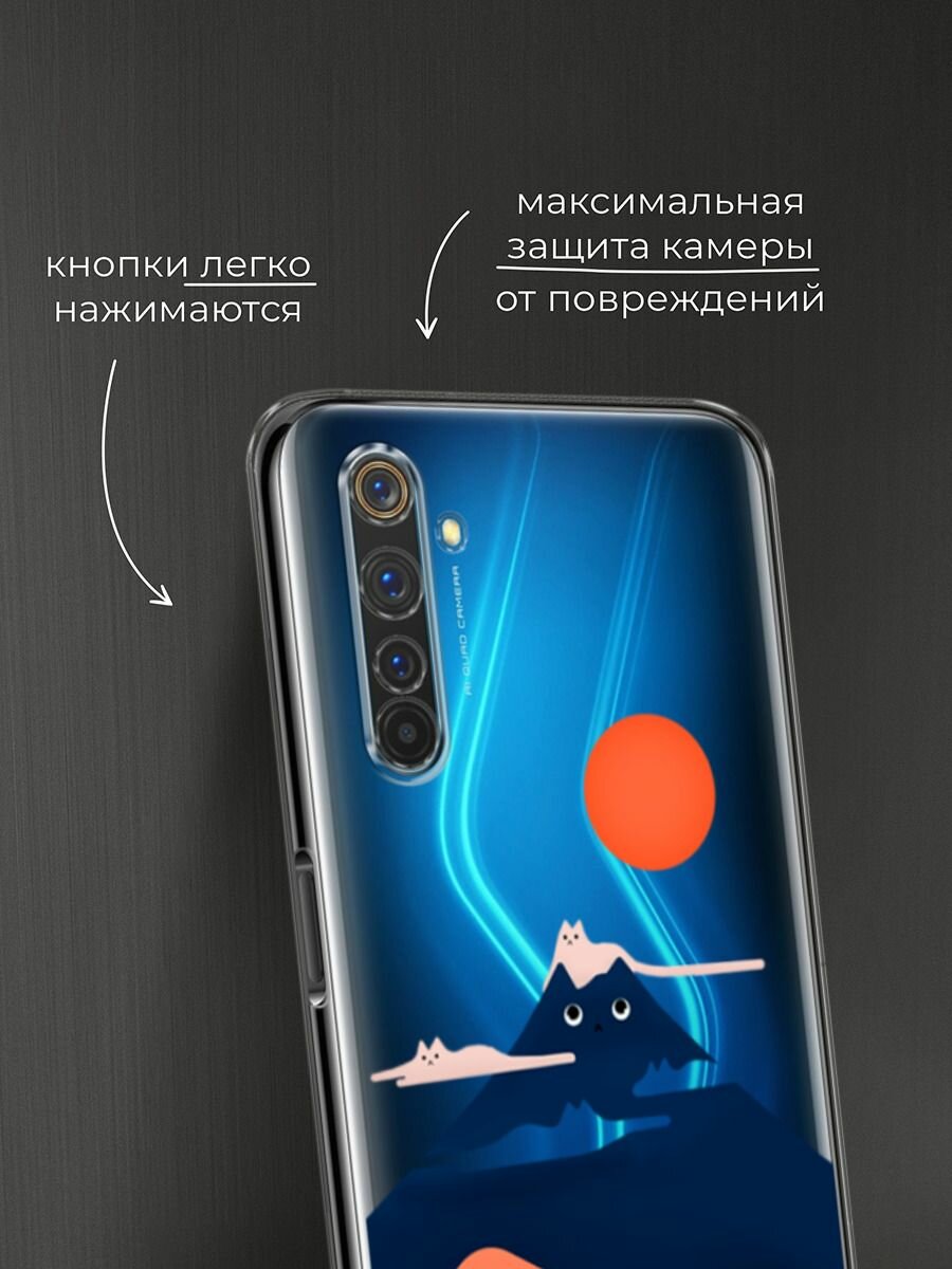 Чехол на Realme 6 Pro / Реалми 6 Про с принтом "Кот-гора", прозрачный — фото 1