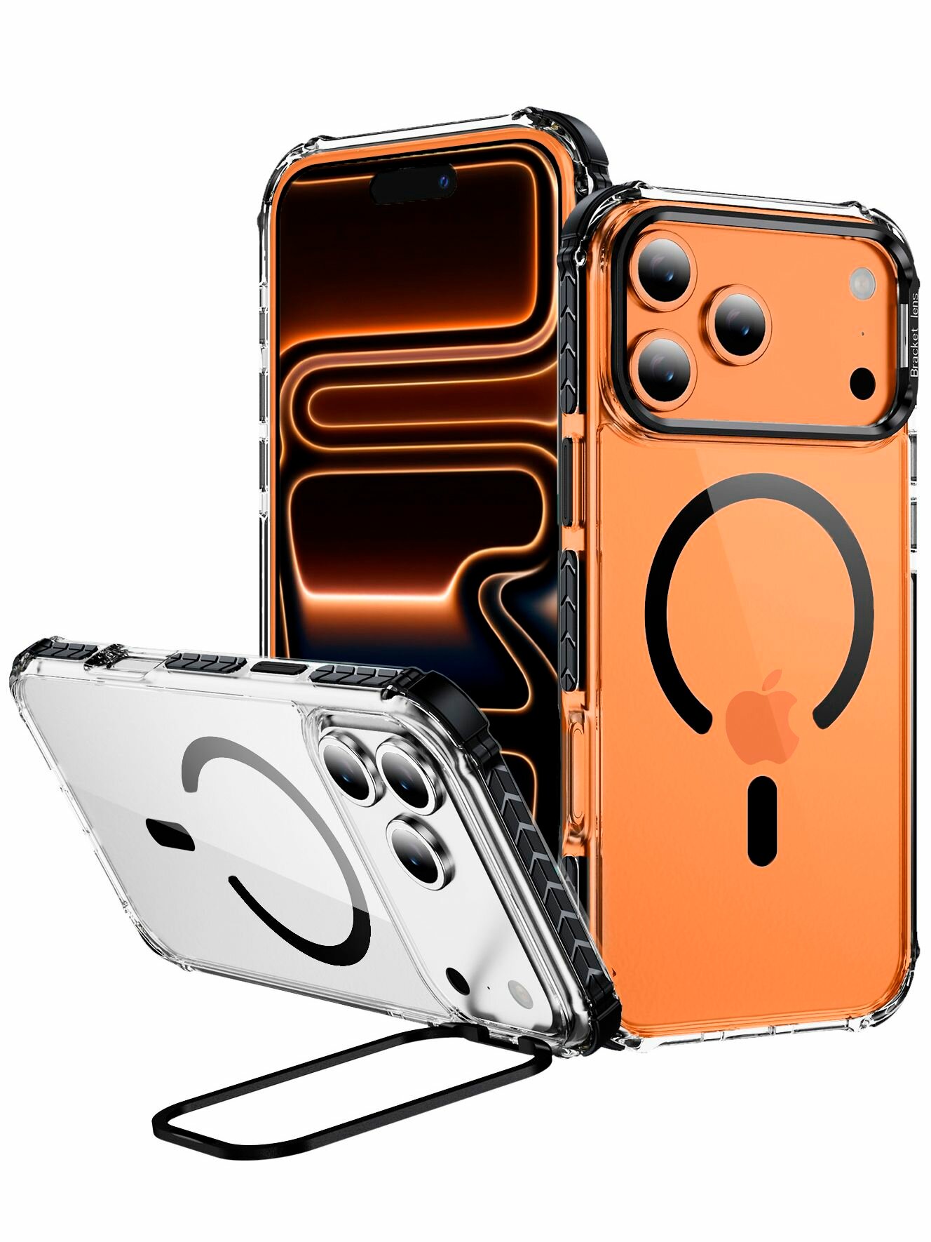 ZAZPOL Чехол для iPhone 17 Pro / чехол на айфон 17 про прозрачный, совместимый с MagSafe (магсейф), с подставкой