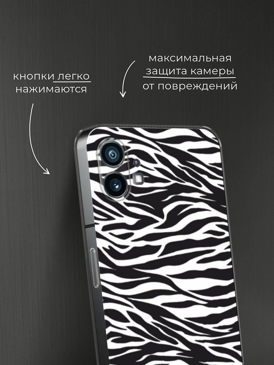 Чехол на Nothing Phone 1 / Нафинг Фон 1 с принтом "Принт зебра" — фото 1