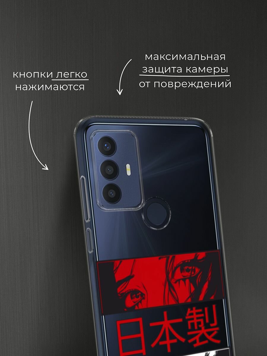 Чехол на TCL 30E/30 SE/305/306 / ТСЛ 30E с принтом "Аниме глаза манга", прозрачный — фото 1