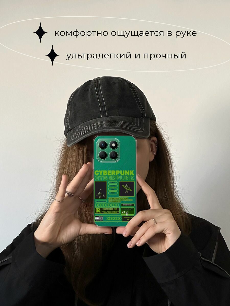 Чехол на Honor X8B / Хонор X8B с принтом "Cyberpunk", прозрачный — фото 1
