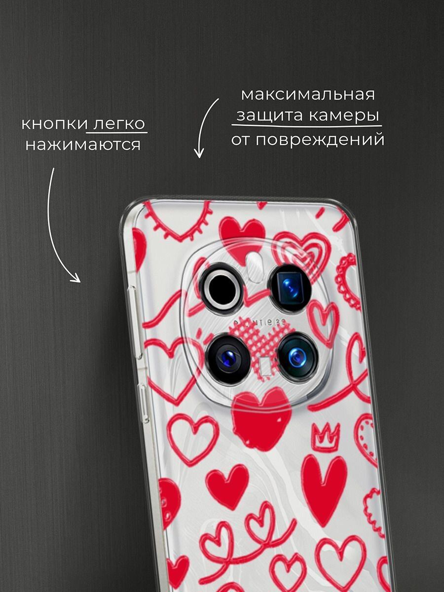 Чехол на Honor Magic 7 Pro / Хонор Мэджик 7 Про с принтом "Разные сердечки" — фото 1