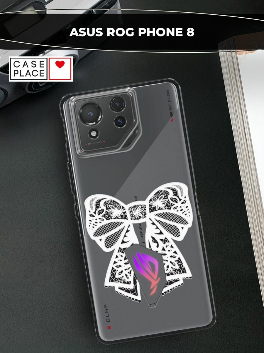 Чехол на Asus ROG Phone 8 / Асус Рог Фон 8 с принтом "Черно-белый бант 2"