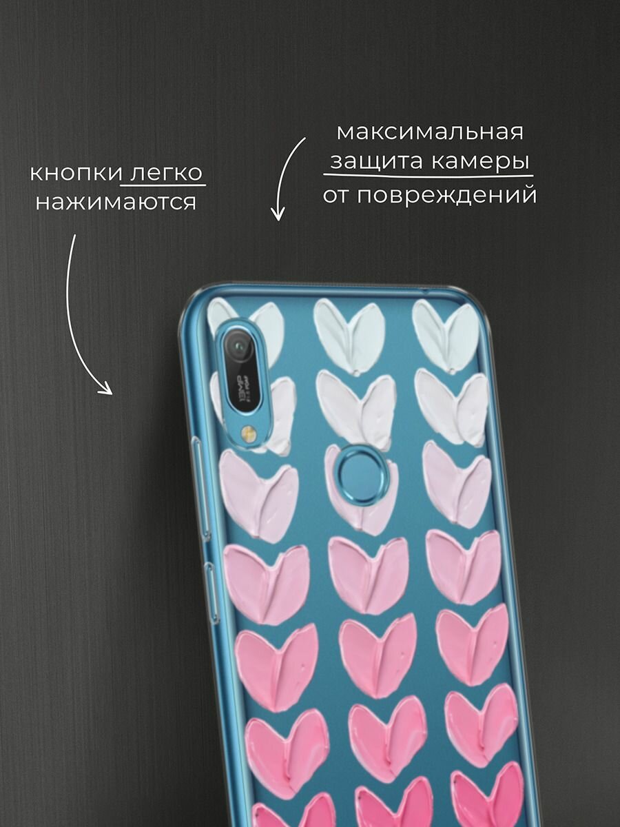 Чехол на Honor 8A/8A Pro/Huawei Y6s/Y6 2019 / Хонор 8А с принтом "Градиент из сердечек" — фото 1