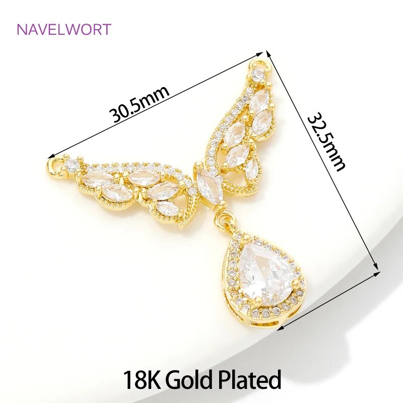 Коннекторы для бижутерии NAVELWORT Позолоченные крылья ангела, 18K Gold Plated, 3 pieces
