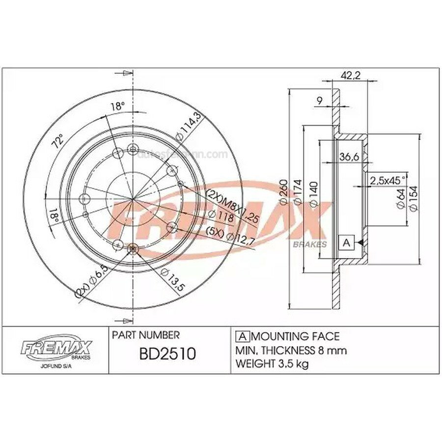 FREMAX BD2510 диск тормозной задний!\ Honda Civic 1.3/1.4/1.8/2.2CTDi 06>