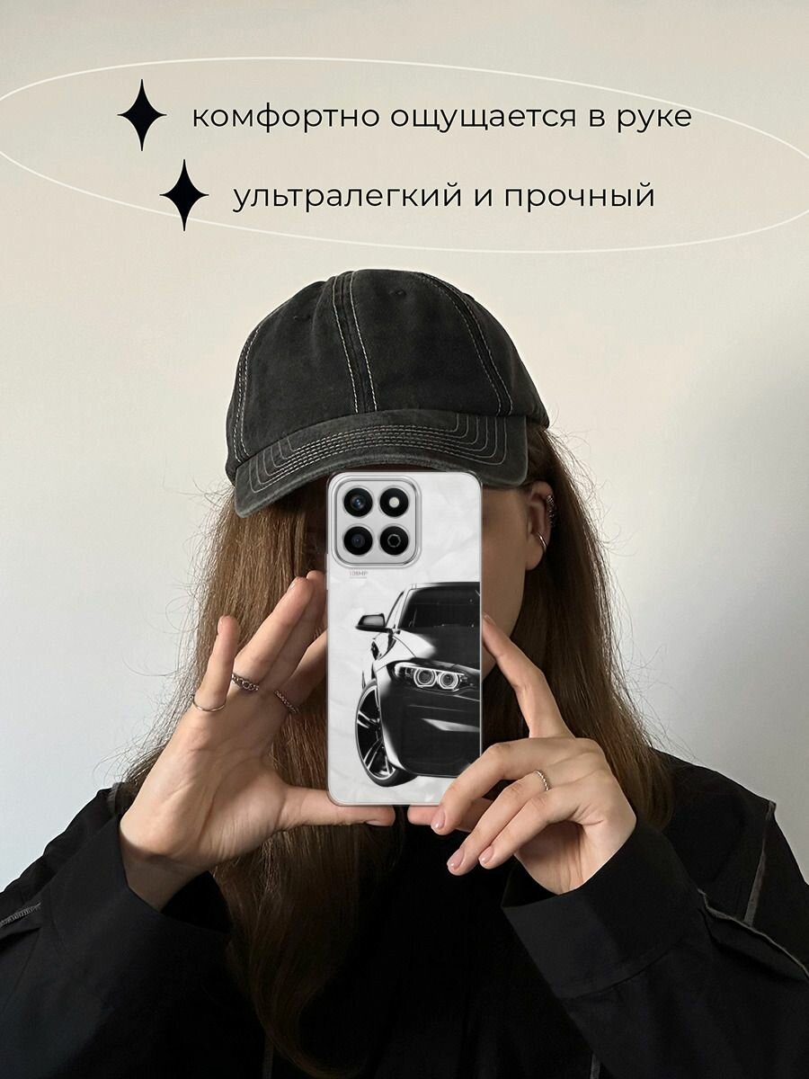 Чехол на Honor X7c / Хонор X7c с принтом "Крутая черная машина", прозрачный — фото 1