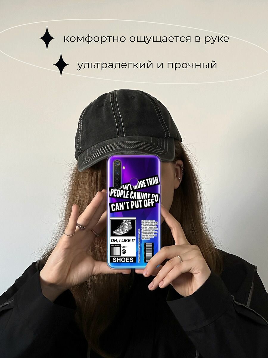 Чехол на Realme 5 Pro / Реалми 5 Про с принтом "I like it", прозрачный — фото 1