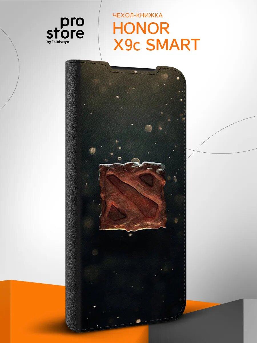 Чехол книжка для Honor X9c Smart / Хонор Х9с Смарт защитный, черный, с рисунком