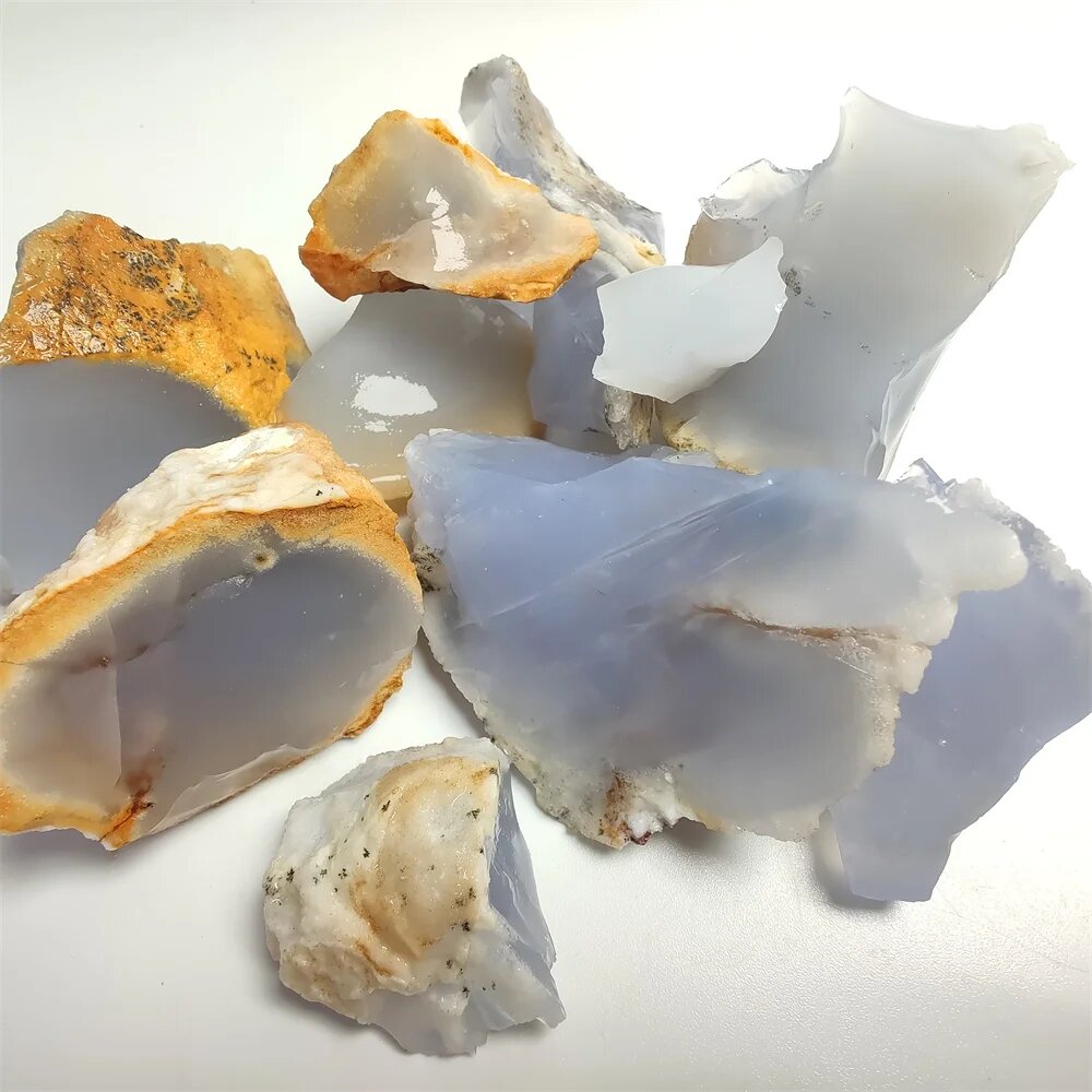 Натуральный Синий Халцедон, грубый Агат, минеральный образец для изготовления ювелирных изделий, самодельные браслеты, камень для украшения дома