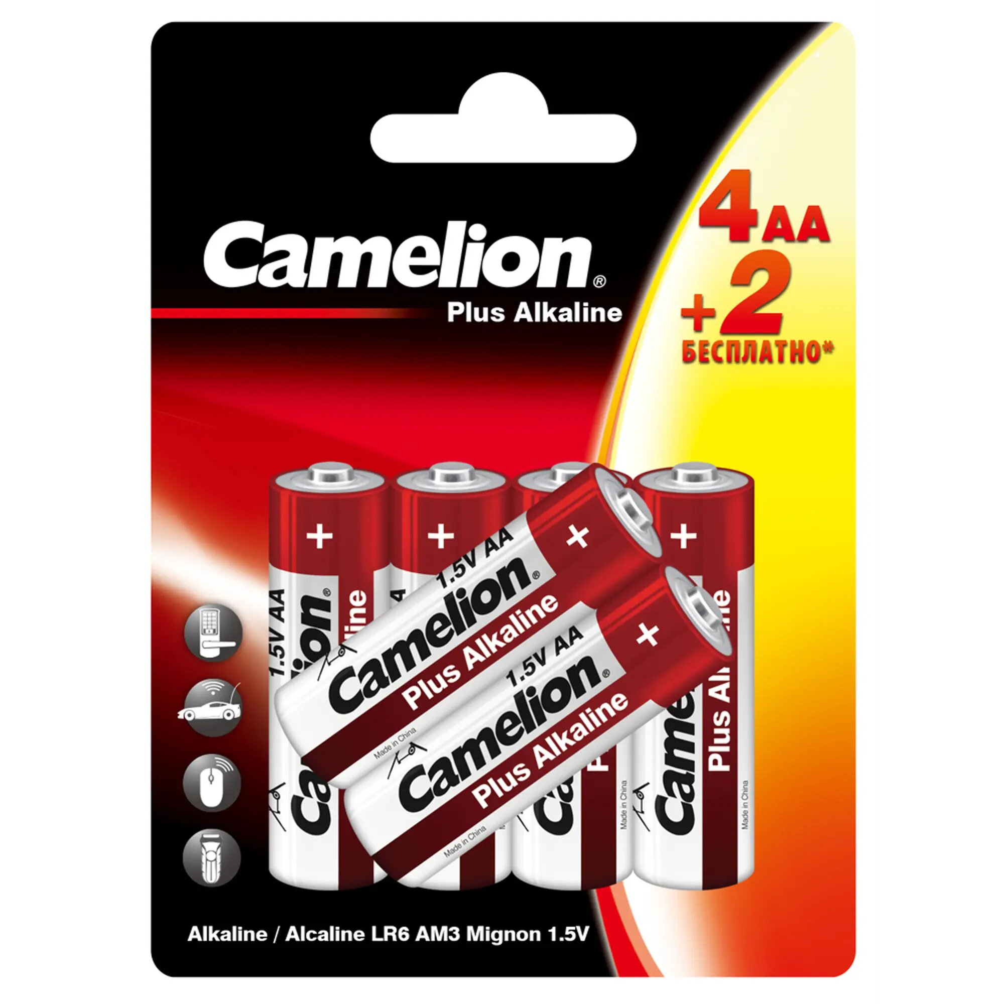 Camelion Plus алкалиновые батарейки LR6 AA 6 шт. Набор 4+2LR03-BP для дома