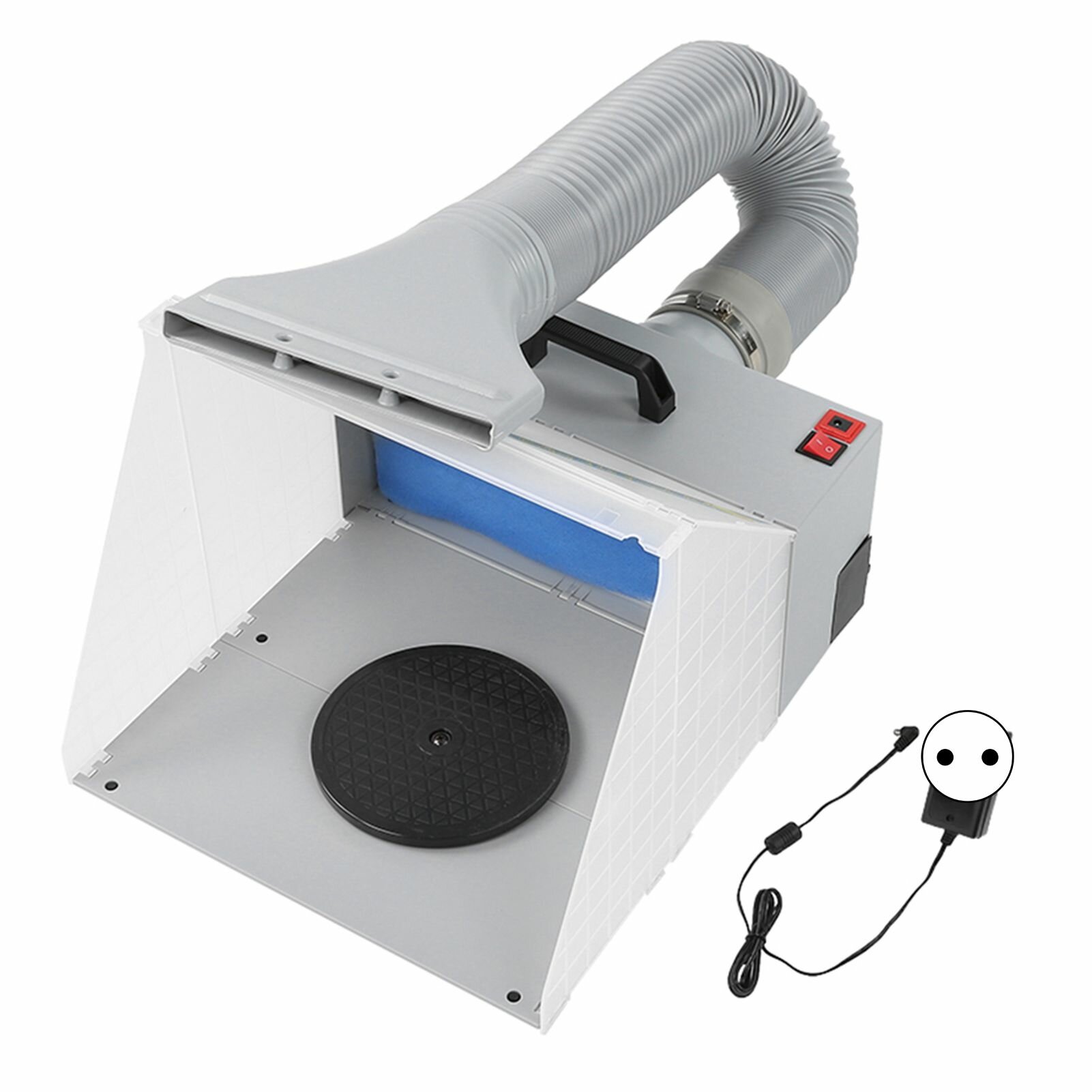 Покрасочная камера для аэрографа с поворотным столом, складной набор экстракторов выхлопных фильтров для покраски моделей, 100 240 В, вилка европейского стандарта, 50 Гц