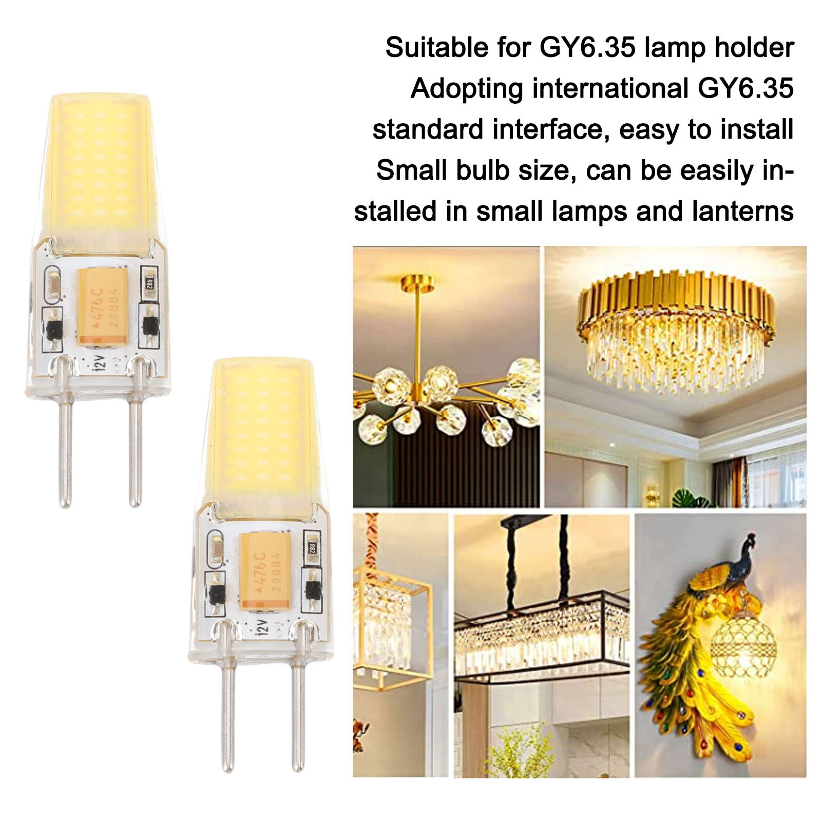 GY6.35 Лампочка 5 Вт энергосберегающая защита глаз COB лампочка для потолочного светильника настенного светильника настольная лампа 6 шт. AC DC12V белый свет