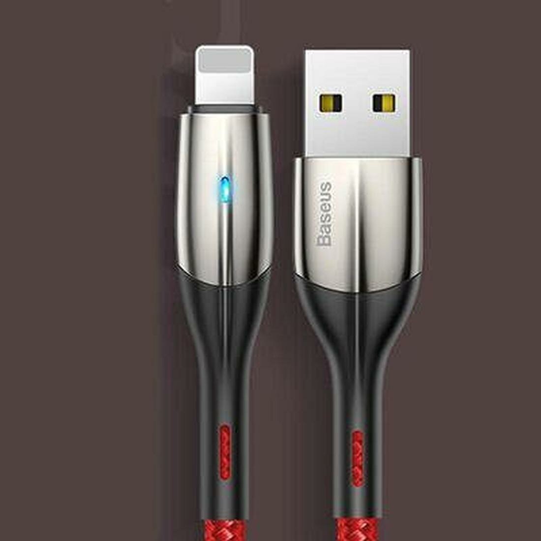 Кабель Baseus Horizontal Data Cable (With An Indicator Lamp) USB to Lightning 2.4A 0.5m Red (CALSP-A09)