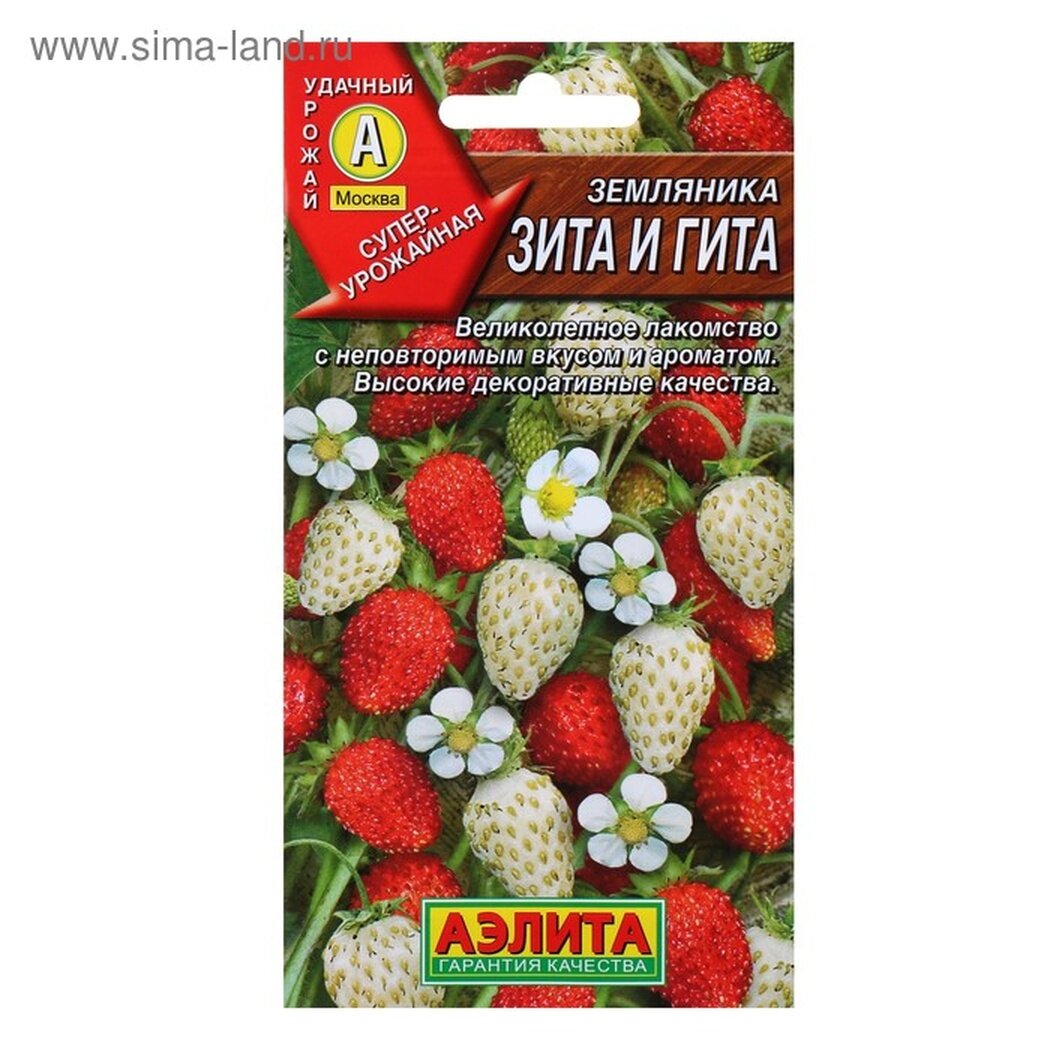 Семена земляники Агрофирма аэлита "Зита и Гита", ремонтантная, ранняя, 0,04 г