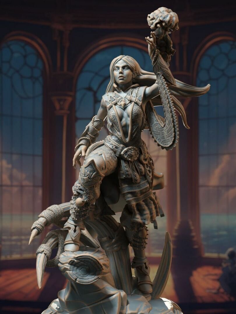 Эльфийка заклинатель (волшебница), игровая фигурка для раскрашивания, база 25мм