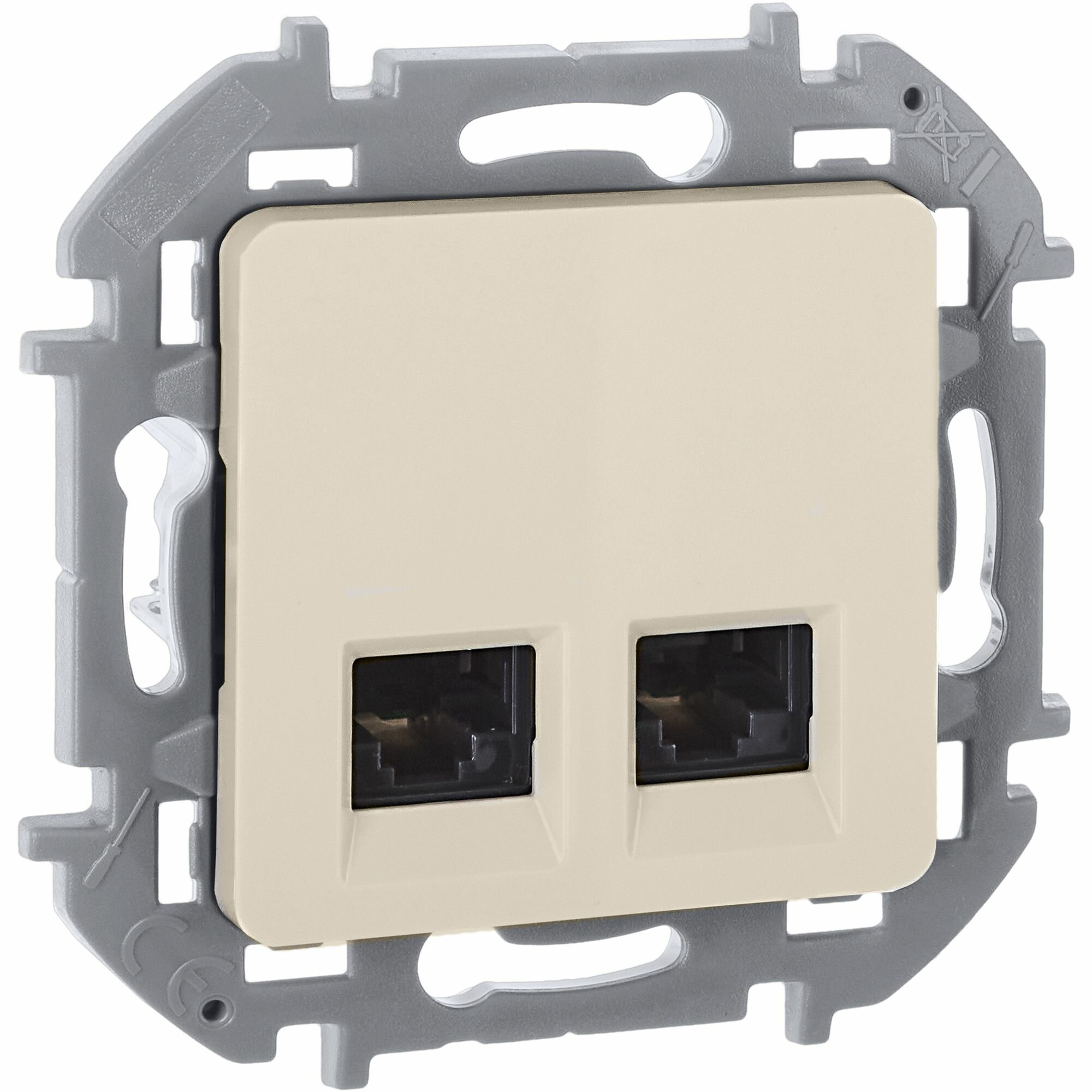 Розетка компьютерная IEK INSPIRIA, RJ45, двойная, категория 5Е UTP, слоновая кость