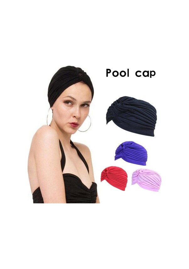 Черный большой эластичный тюрбан, защита ушей, для купания, унисекс, для бассейна, шапочка для купания, шапочка для плавания, черная