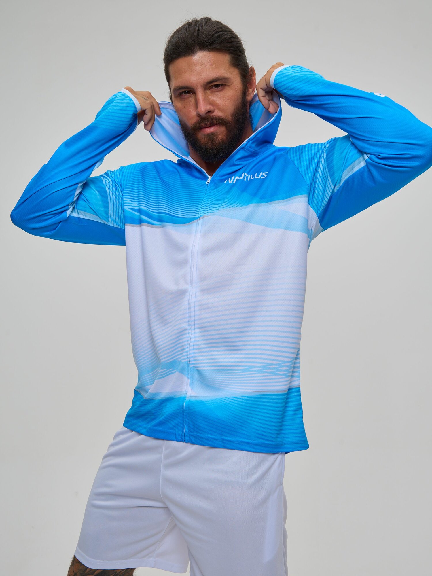 Джерси с капюшоном для рыбалки Nautilus Blue р-р L (double row)