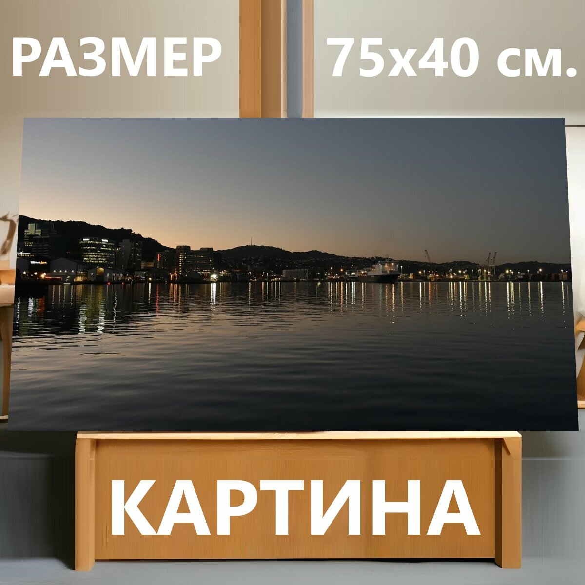 Картина на холсте "Веллингтон, новая зеландия, город" на подрамнике 75х40 см. для интерьера