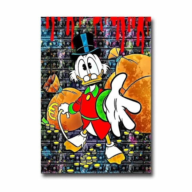 Плакат Miniso с изображением Дональда Дака из классического мультфильма Disney, декоративная фреска на холсте для гостиной и спальни, Размер (дюймы): 40X50 см. Без рамы.